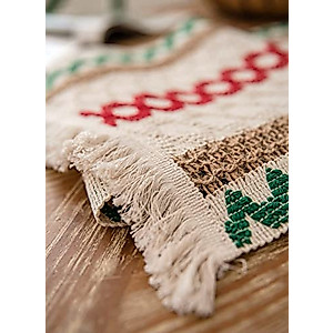 CcHhyyt Set of 4 Handmade Boho Placemat Rectangle Macrame Cotton Table Mats Woven Jute Tassel Placemat Christmas Table Decor Fringe Coffee Mat Kitchen Dining Table Christmas Decor Bohemian Style
