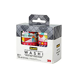 Scotch Washi Tape, Geo Madness Design, 8 Rolls, Great for Bullet Journaling, Scrapbooking and DIY Décor (C1017-8-P18)
