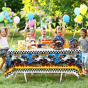 Truck Birthday Party Decorations, 41Pcs Truck Themed Party Tableware set include 1 Tablecloth, 10 Plates 7",10 Plates 9" and 20 Napkins for Boys Race Car Themed Birthday Party