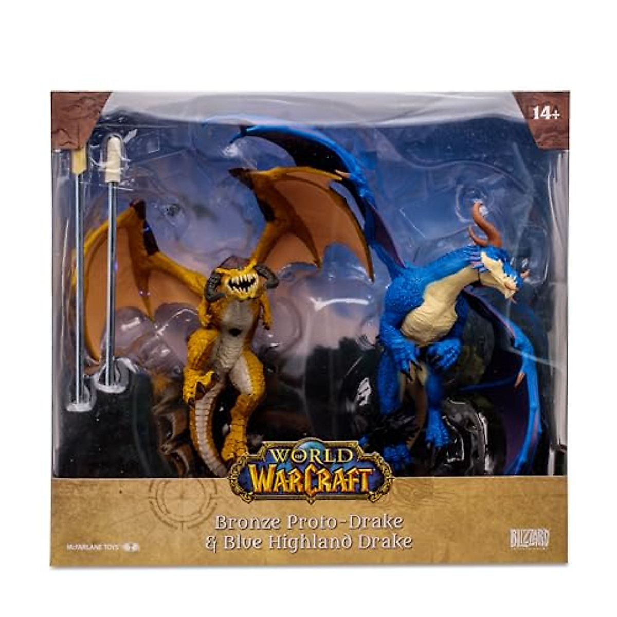 WORLD OF WARCRAFT McFarlane Toys Bronze Proto-Drake and Blue Highland Drake 2pk 1:12 Scale Posed Figures, Gold Label, Amazon Exclusive