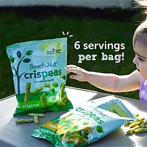 Beech-Nut Toddler Snacks, Original Crispeas Baked Pea Puffs, 1.4 oz Bag (7 Pack)