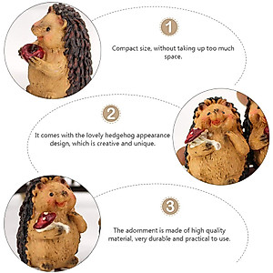 NUOBESTY 2pcs Animal Ornaments Resin Car Decor Ornament Animal Figurines Landscape Garden Decoration Miniature Ornament Hedgehog Statue Table top Decor Indoor Animal Ornament Crafts Cartoon