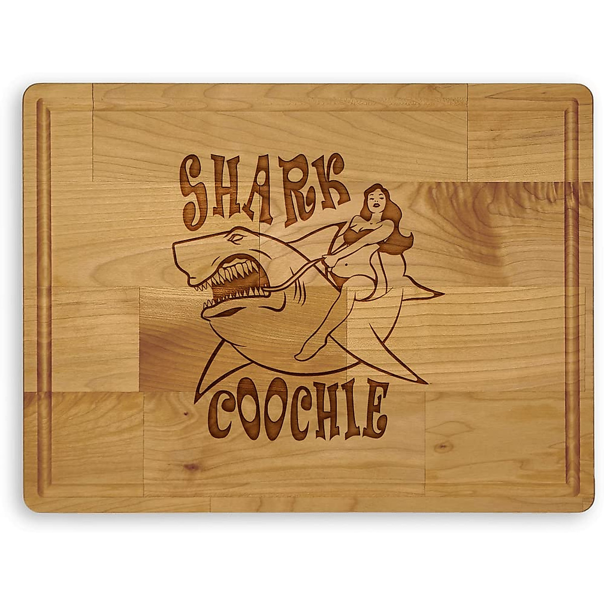 Shark Coochie Board Funny Maple Charcuterie Board - Multiple Designs and Personalization options