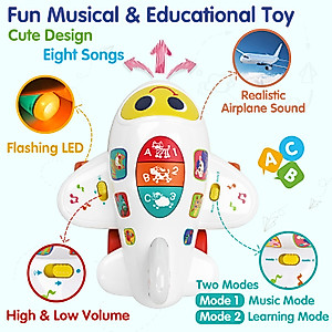 Baby Toys 6 to 12 Months Airplane Music Light Baby Toys 12-18 Months Light Up Toys, Baby Crawling Toys for 1 Year Old Girl Boy Gifts Infant Toys 6 to 12 Months 9 6 Month Old Baby Toys 0 3 6 Months