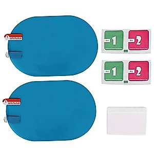 Qiilu 2 Pieces Car Rearview Mirror Film, Rainproof Waterproof Mirror Film Anti Fog Film Blind Spot Mirror for Car Rear View Mirrors Side Windows Oval 100 x 150mm