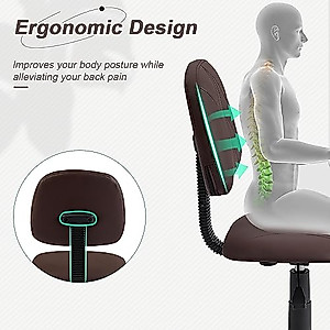 VECELO Small Computer Task Chairs NO-Armrests PU Leather Low-Backrest,with 360°Quiet Swivels Adjustable Height for Home Office Study Rooms,Coffee,Set of 2