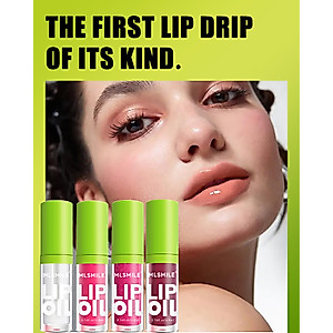 4 Colors Lip Oil Lip Glaze,Hydrating Tinted Plumping Lip Gloss,Fat Lip Oil Drip,Big Brush Head Clear Pink Shiny Glow Reviver Lip Care Oil,Long Lasting Non-sticky Transparent Lip Oil,Makeup Gift-SetA