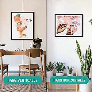 Bemaystar 2 Pack Diamond Art Painting Frames 16x20 - Pictures Frames Display 16x20in/40x50cm Photos without Mat or 14x18inch/35x45cm with Mat, Solid Wood Frame (Black)