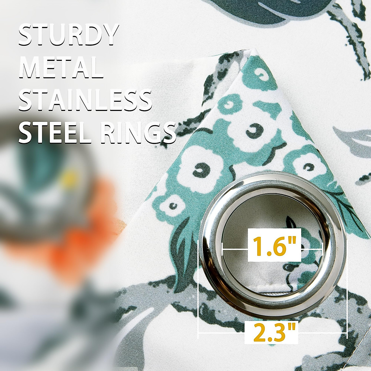 DriftAway Ada Floral Botanical Print Flower Leaf Lined Thermal Insulated Room Darkening Blackout Grommet Window Curtains 2 Layers Set of 2 Panels Each 52 Inch by 84 Inch Ivory Orange Teal