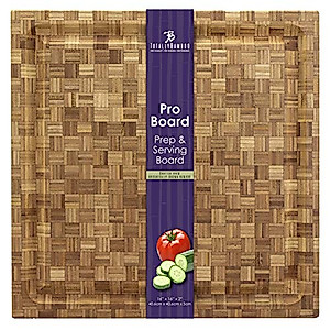 Totally Bamboo Pro Board Bamboo Carving and Cutting Board, 16" x 16" x 2"