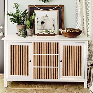 Yun-aeon Natural Wood Peel and Stick Wallpaper Wood Slats - 17.3"x 160" Tan Self-Adhesive Waterproof Vinyl Removable Wall Paper for Wall Decor Bedroom