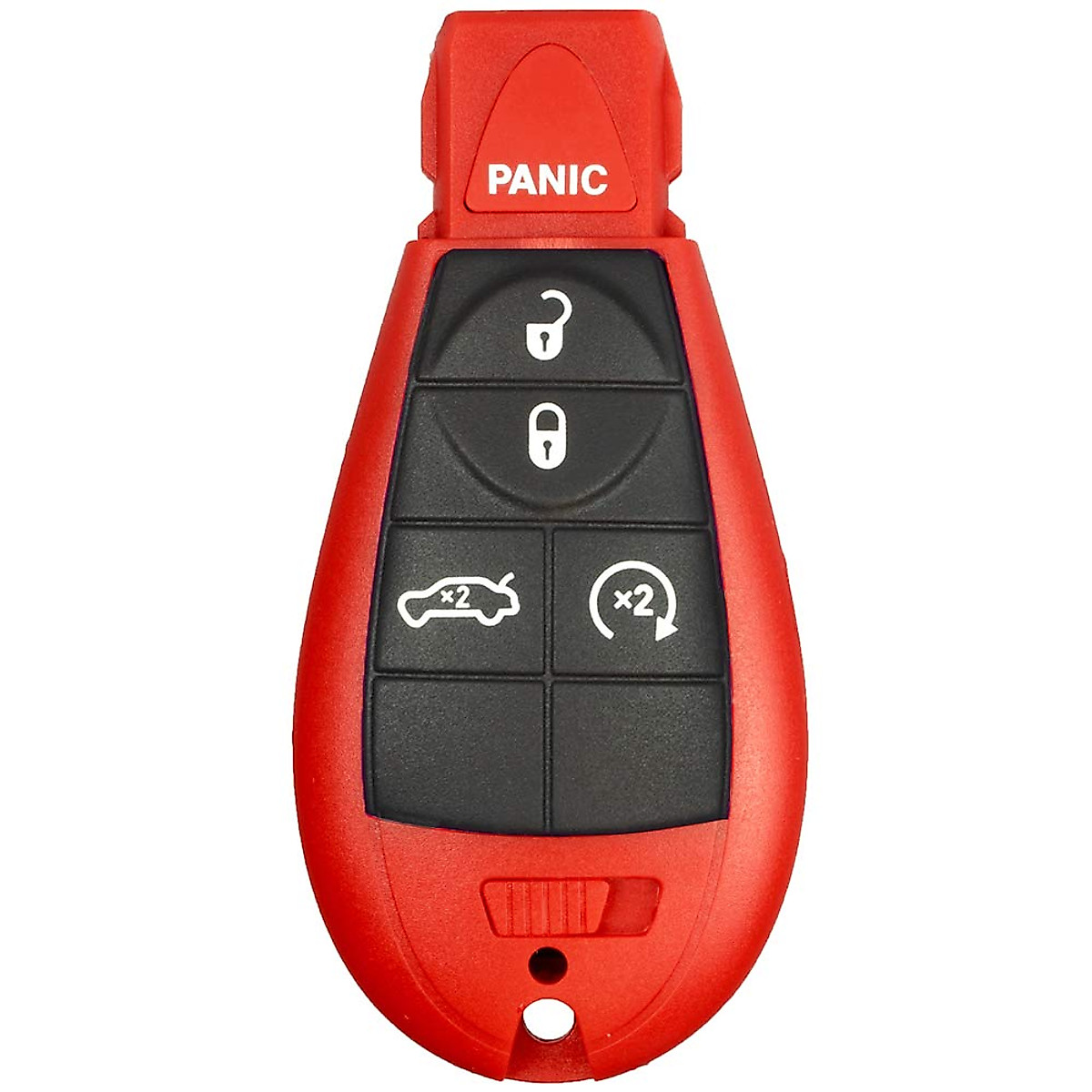 1 New Red 5 Buttons Keyless Entry Remote Start Car Key Fob Fobik Shell / CASE M3N5WY783X IYZC01C for Challenger Charger Durango Chrysler 300 and Grand Cherokee - (No Electronics or Chip Inside)
