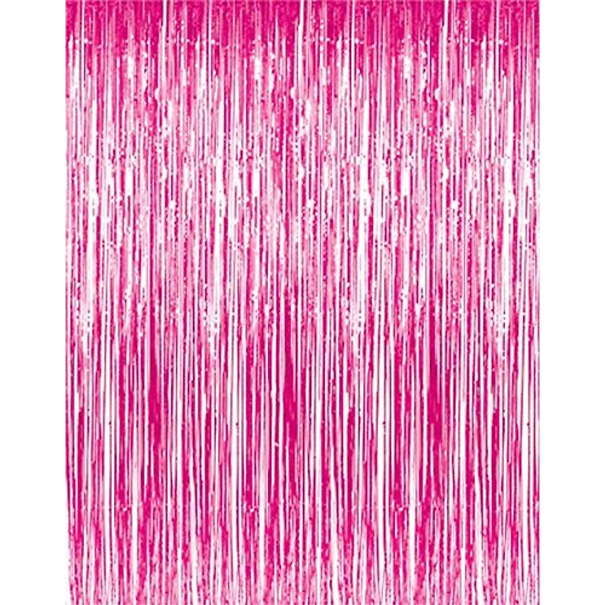 GOER 3.2 ft x 9.8 ft Metallic Tinsel Foil Fringe Curtains Party Photo Backdrop Party Streamers for Galentines Day,Birthday,Graduation,New Year Eve Decorations Wedding Decor (3 Pcs, Hot Pink)