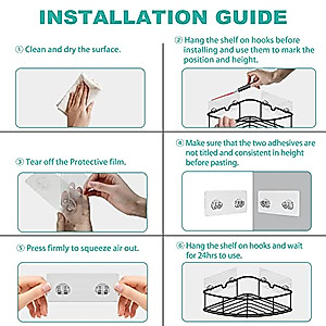 AXTEE Corner Shower Caddy, Shower Shelf with Hooks, 3 Pack Shower Organizer Storage - SUS304 Stainless Steel Bathroom Shower Organizer for Bathroom, Toilet, Kitchen and Dorm - Black