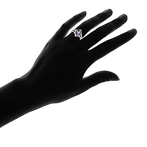 Lovve Sterling Silver Amethyst & White Topaz Oval Fashion Split Shank Ring, Size 10
