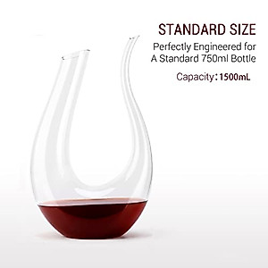 Gnimihz Wine Decanter - Handmade Lead-free Crystal Swan-neck Decanter, Elegant and Effective Wine Accessories, Wine Gifts, 1500ml