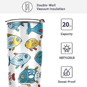 HXshaoye Hand-painted moldfish Stainless Steel car cup with Straw Lid insulated coffee mug with lid for outdoor portable cup 20 oz vaso térmico para cafe 20oz