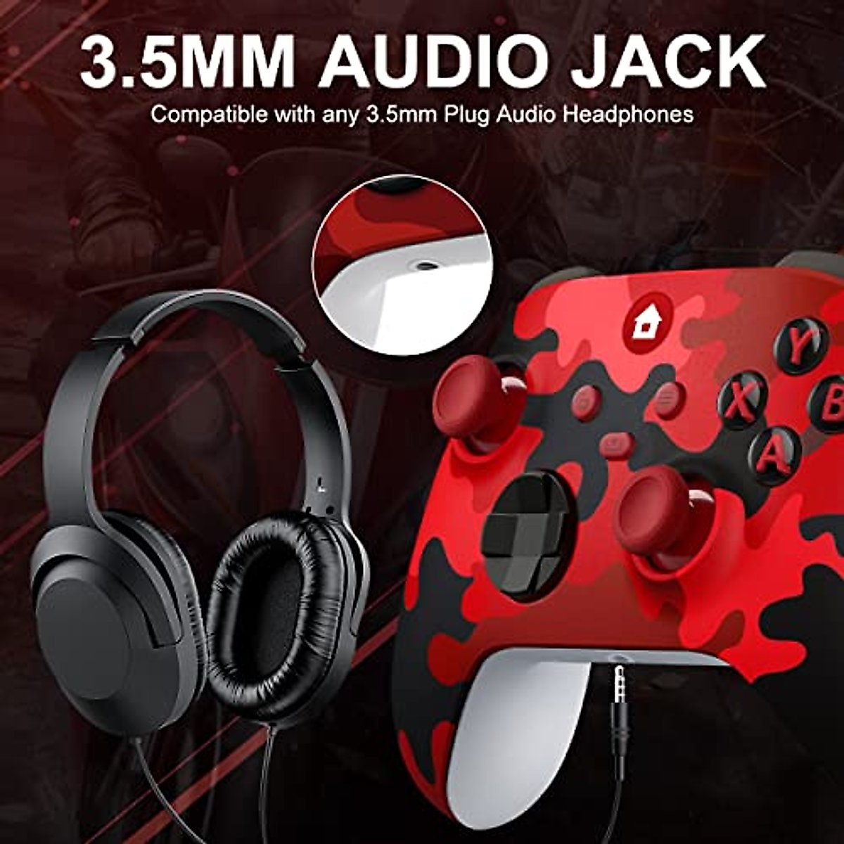 ADHJIE Wireless Controller for Xbox one, 2.4G Wireless Xbox One Controller Compatible with Xbox One/One S/One X/One Series Wireless Xbox Controller with Wireless Adapter(Camo Red)