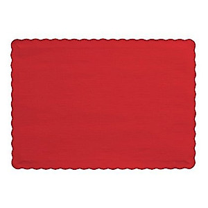 Creative Converting Paper Scalloped Edges Placemats, 9.45" x 13.25", Classic Red