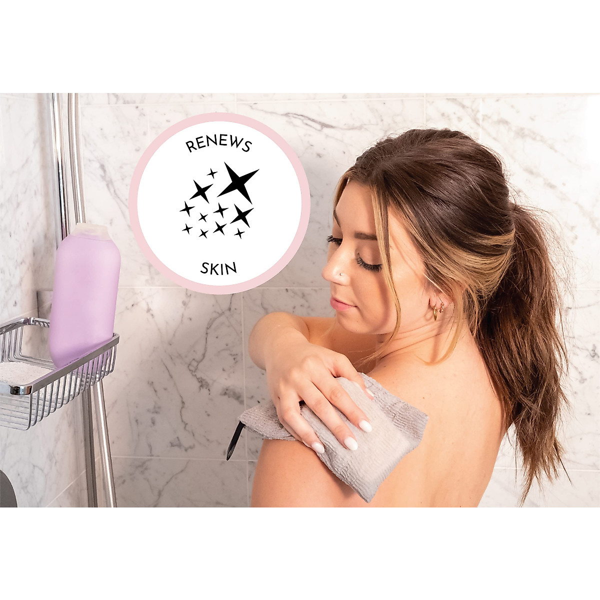 S&T INC. Exfoliating Soap Bag, Bar Soap Pouch for Shower and Bath, 7.6 Inches x 4.5 Inches, Grey, 2 Pack