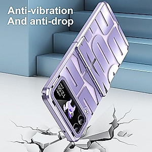 Cell Phone Case Ultra-Thin Lightweight Case Compatible with Samsung Galaxy Z Flip 3 with Hinge+Camera Lens Protector Shockproof Full Protective Rugged Cover (Electroplating) with Hard Protective Body