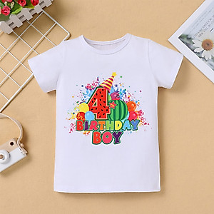 IBTOM CASTLE Watermelon 1st 2nd 3rd 4th 5th Birthday Boy Outfit for Baby Toddler Cake Smash Melon Bowtie Jumpsuit +Denim Shorts+Suspenders+Crown Photo Shoot Formal Suit Blue Crown-4th Birthday Boy 4T