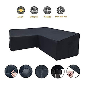 Yolaka Patio Furniture Covers Heavy Duty Outdoor Sectional Couch Protector L Shaped 87x112x30H Black Waterproof