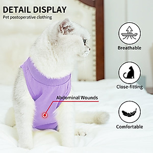 TORJOY Kitten Onesies,Cat Recovery Suit for Abdominal Wounds or Skin Diseases,After Surgery Wear Anti Licking Wounds,Breathable E-Collar Alternative for Cat Purple M