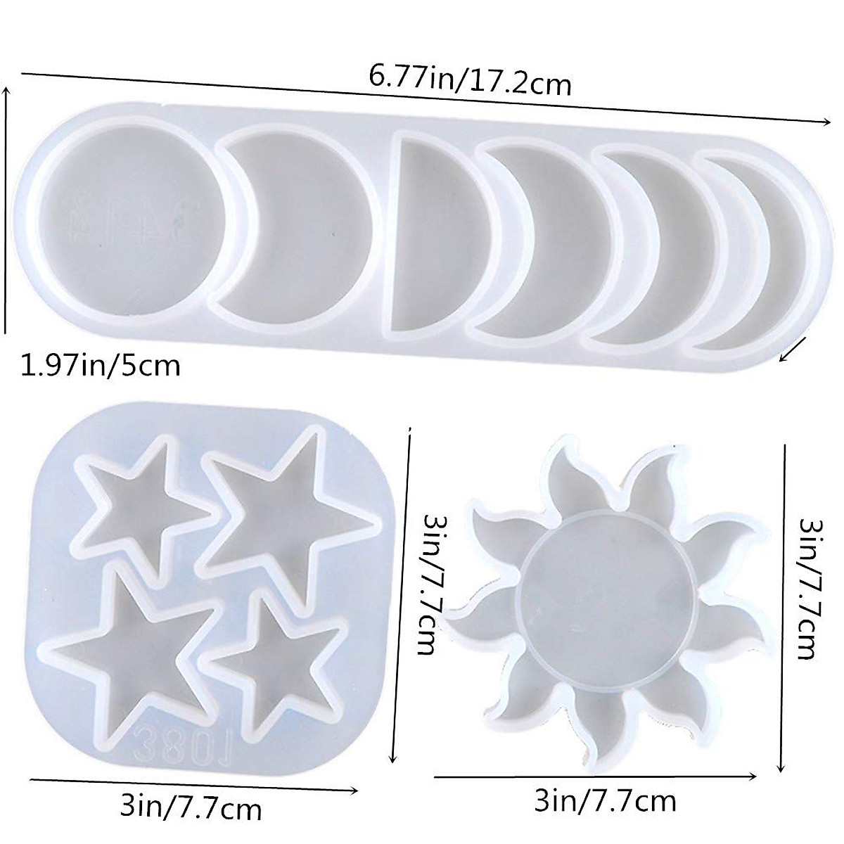 Moon Phase Resin Molds Sun and Star Epoxy Silicone Mold Kits Silicone Mold for Resin Crafts DIY, Making Decoration Pendants/Wall Hanging