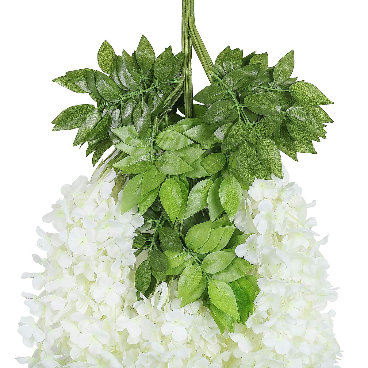 U'Artlines 12 Pack(Total 43.2 Feet) Artificial Fake Wisteria Vine Rattan Hanging Garland Silk Flowers String Home Party Wedding Decor (12, White)