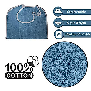 Personal Touch Deluxe Terry Adult Bibs with Closure, 100% Cotton, 3-Pack Size 18X30 (3 Blue)