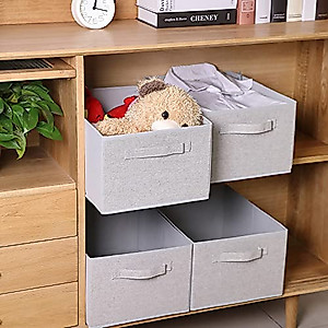BOMKEE Collapsible Sorage Bins, Storage Cubes Baskets Collapsible Fabric Storage Boxes with Handles for Home and Office (Set of 4, 15.4 x 11.4 x 7.91inch)