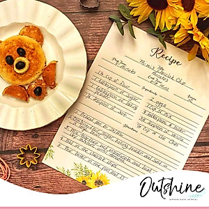 Outshine Premium Recipe Paper for 8.5" x 11" Recipe Binders, Sunflower Design (50 Sheets) | Refill Pages for Recipe Binder | No-Smear Matte Paper | Great Gift for Mom, Sister, Daughter, Friend