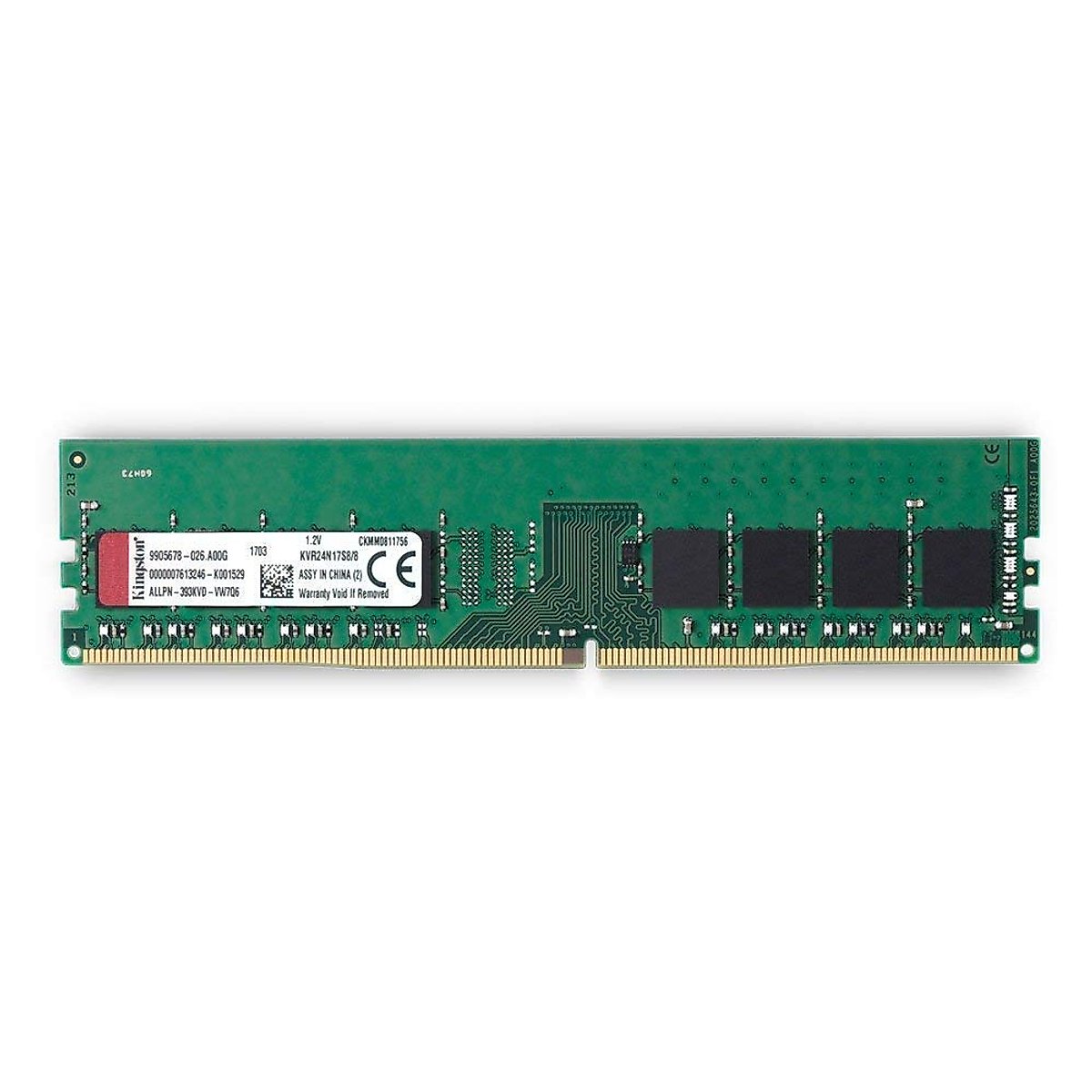 Kingston Technology ValueRAM 8GB 2400MHz DDR4 Non-ECC CL17 DIMM 1Rx8 Desktop Memory (KVR24N17S8/8)