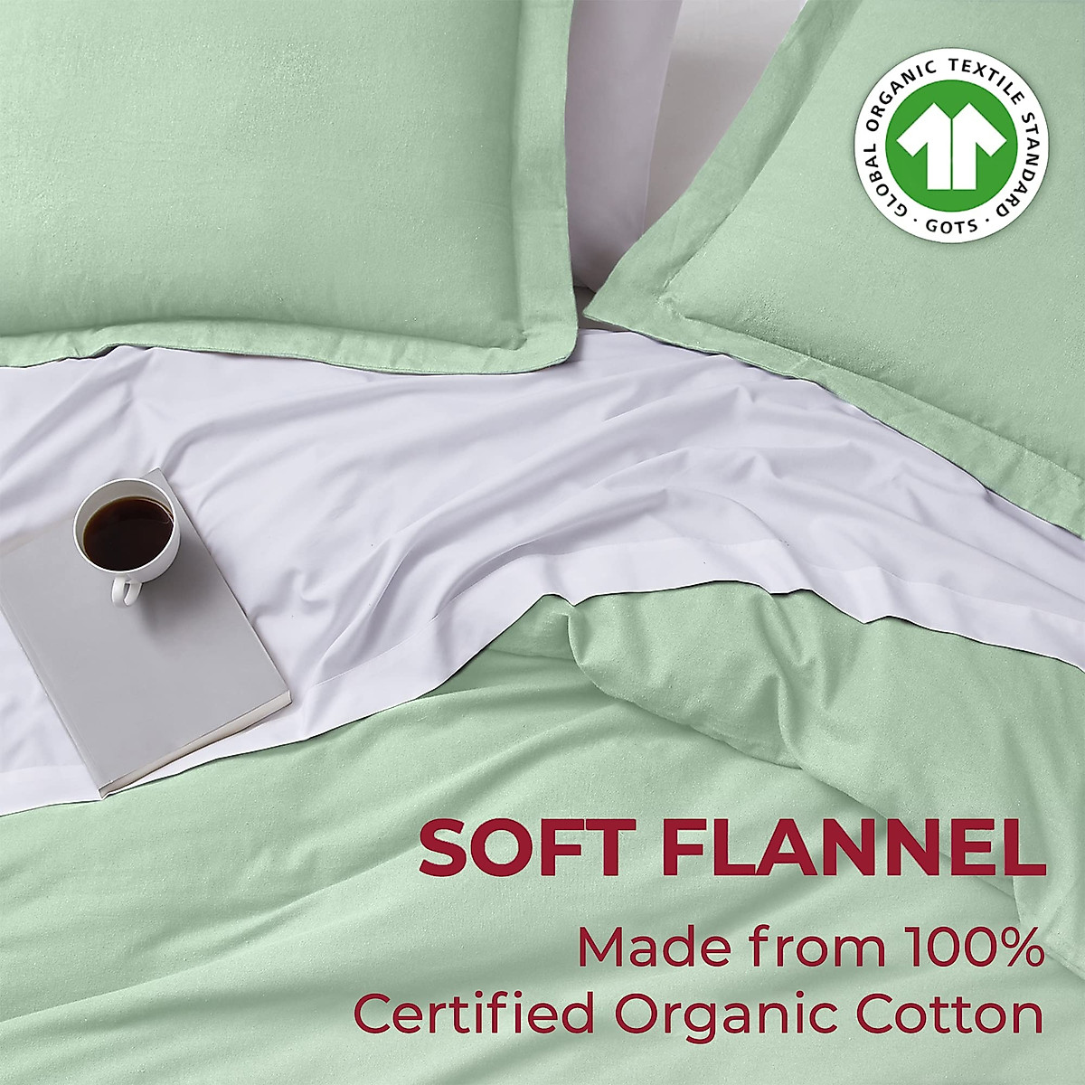 Mellanni Duvet Cover Set - Soft 100% Organic Cotton Bedding Sets & Collections - Button Closure & Corner Ties (Twin, Sage)