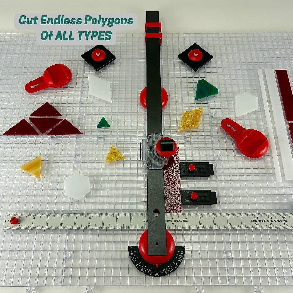 Creator's Ultra Beetle Bits Everything Glass Cutting System - Complete with 6-Pack Waffle Grids and Push Button Flying Beetle Glass Cutter Included - Made in The USA