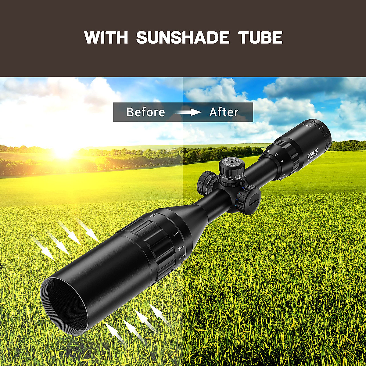 ESSLNB Airsoft Scope 3-9X50mm Red/Green/Blue Mil-dot Reticle Crosshair Rifle Scope with Sunshade Locking/Hold Zero Turrets and 2 Mount Rings