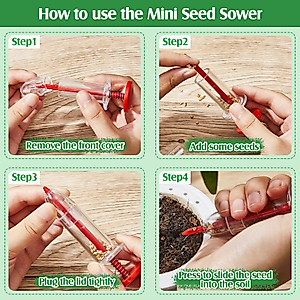 4 Pieces Mini Sowing Seed Dispenser Sower Small Seed Spreader with 2 Transplanting Tools Manual Handheld Seed Planter Mini Hand Spreader Garden Seed Planter for Carrot, Lettuce, Grass and Spinach Seed