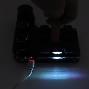 RGB Mechanical Gaming Keyboard 9 Key, One Handed Macro Keypad, LED Backlit Programmable Macro Mechanical Keyboard 3 Knob Blue Switch, for PC Game