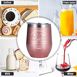 COFOZA Inspiration 1953 70th Birthday Gifts for Woman Man Mom Dad Grandmom Aunt Uncle 12 Ounce Double Wall Insulted Rose Gold Stainless Steel Wine Tumbler 70 Years Birthday Present