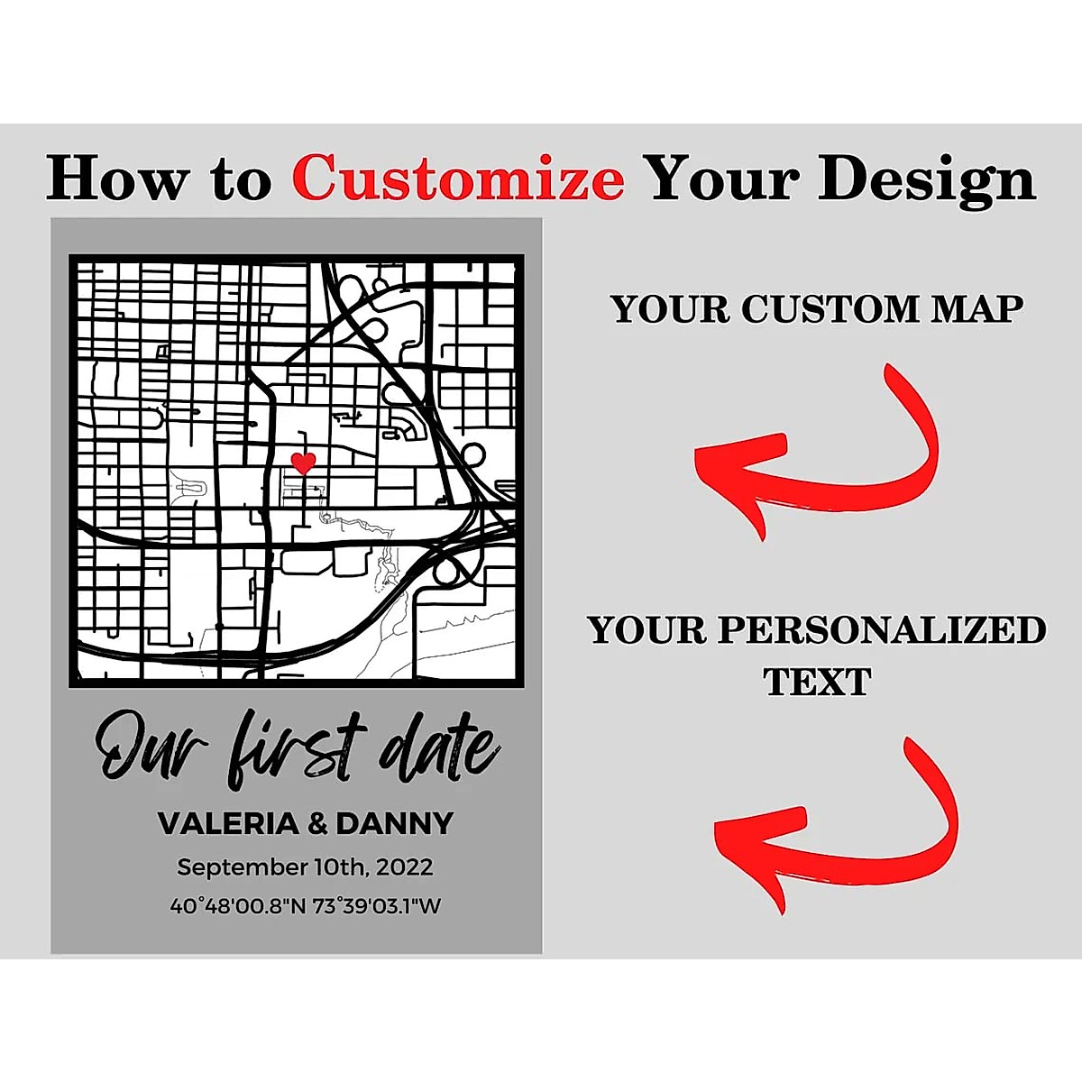 Our First Date Valentines Day Map Plaque - Couple Map, Gift for Her, Acrylic Plaque Couple Gift, Custom Locaiton, Valentines Day Gift, Couples Gift, Gifts for Wife and Husband