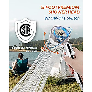 Hapyvergo 7L Portable Propane Gas Water Heater 1.85 GPM Outdoor Tankless Instant Hot Water Heater With Digital Display For Shower RV Camping Cabin Boat Barn