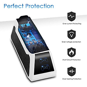 PS5 Controller Charger Station, Click-in PS5 DualSense Controller Charger, Fast Charging Dock Compatible with Sony Playstation 5, Dual USB Type C PS5 Charger Stand with LED