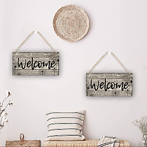 Interchangeable Welcome Sign for Front Door Decor - Rustic Wood Hanging Sign Farmhouse Porch Home Hanging Plaque Decor,Hanging Welcome Sign for Holiday