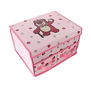 MINISO Lotso 14L Fabric Storage Bins with Lid/Handles/Drawer - Collapsible Organizer for Home, Office, Bedroom, Nursery, Closet - Storage Cubes for Clothes, Toys, and More