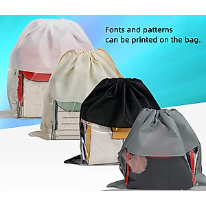 10 Pack 5 Size Handbag Storage Organizer,Purse Cover Hanging Closet Organizer, Space Saver Storage with Viewable Window, Reusable Shoe Bags for Travel, Drawstring Bag for School Trip (Black)