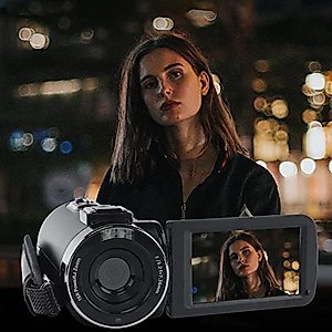 LebonYard Black 2.7K Ultra HD Digital Video Camera 3.0-inch 270 ° Reversible IPS Touch-Control Screen DV 16 Times Digital Zoom Double Intelligent Anti-Shake with Remote Control