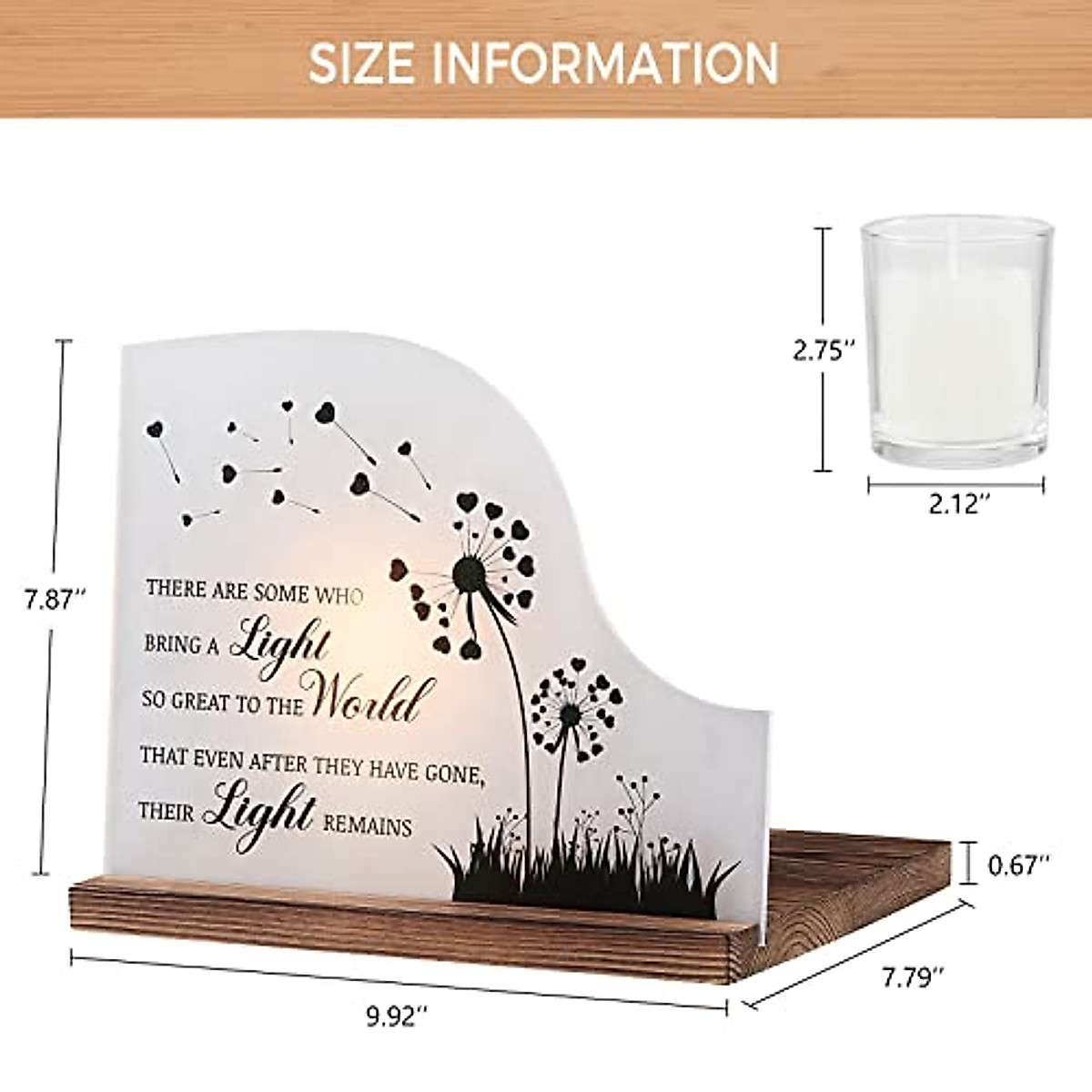 AW BRIDAL Bereavement Gifts Memorial Candle Acrylic & Wooden Wedding Memorial Table Sign, Memorial Sympathy Gifts for Loss of Loved One/Mom/Father