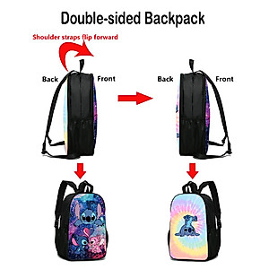 Edles Elves stitch double sided Backpack Anime for School Cosplay Cartoon Bag Trip 3D Printed Daypack