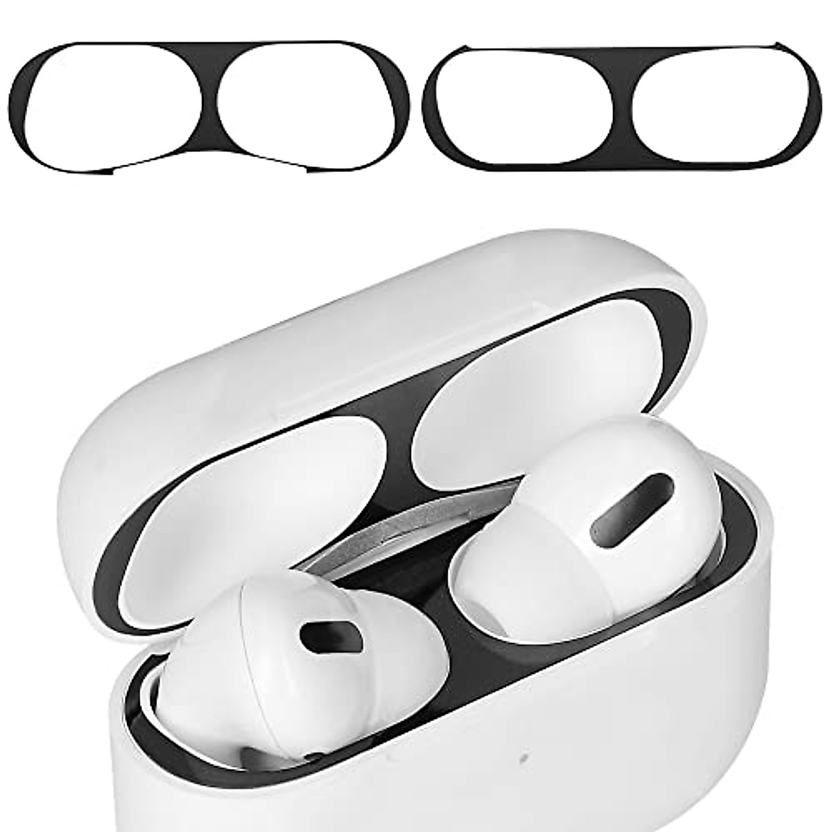 kwmobile Set of 2 Dust Guards Compatible with Apple Airpods Pro 2 - Anti-Dust Protection Stickers - Black